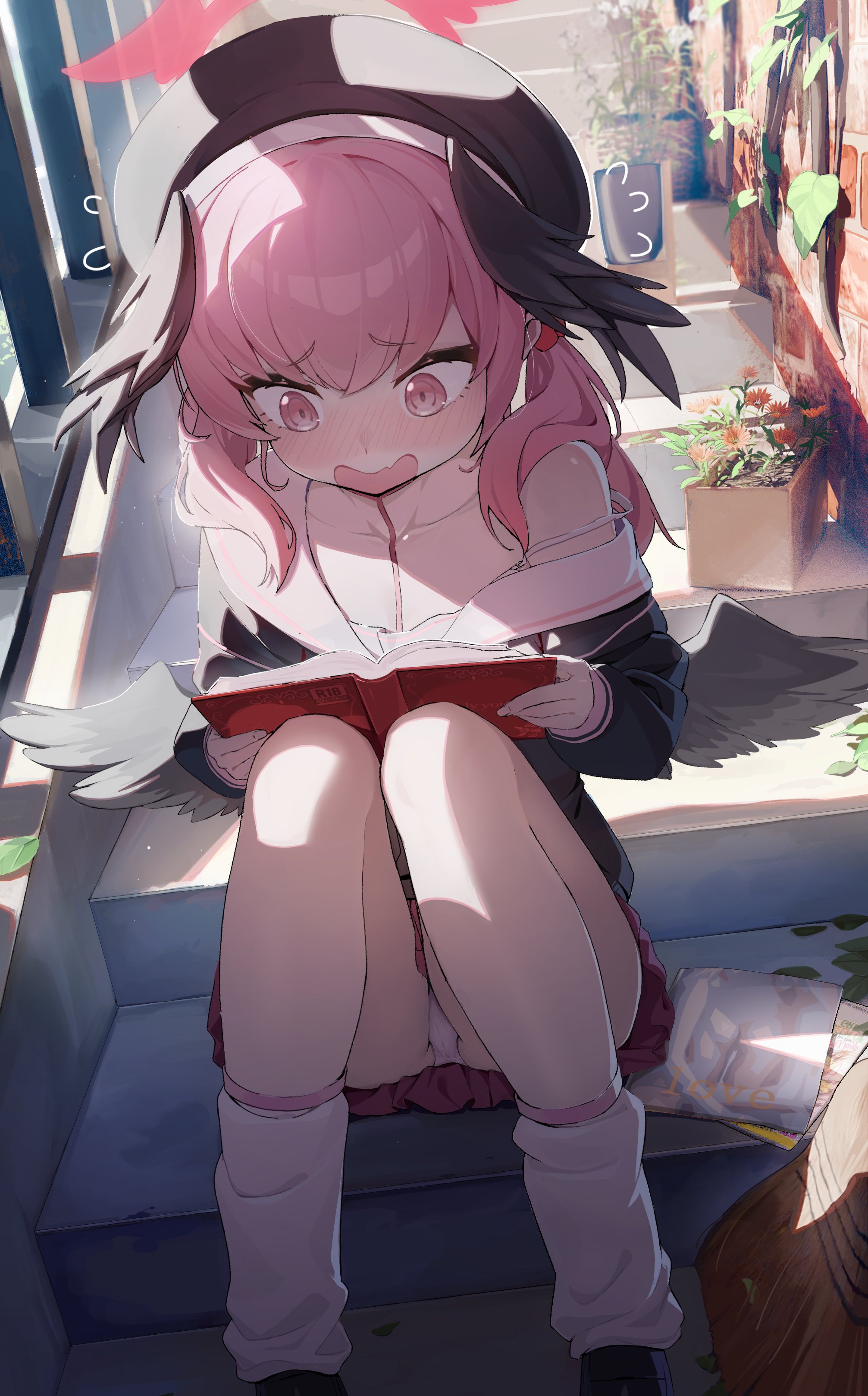 xubai blue archive shimoe koharu halo loli pantsu seifuku skirt lift wings | #1215347 | yande.re